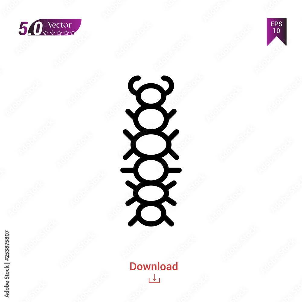 Outline caterpillar icon isolated on white background. insect icons ...