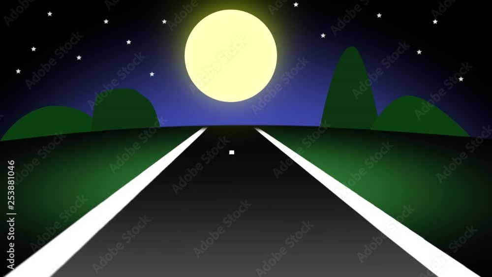 Video Stock Animated ride through a cartoon style highway at night loop ...