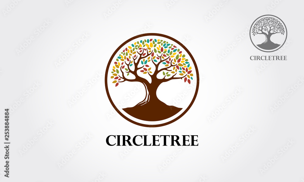 Circle Tree Vector Logo Template. This is a minimalist modern logo ...