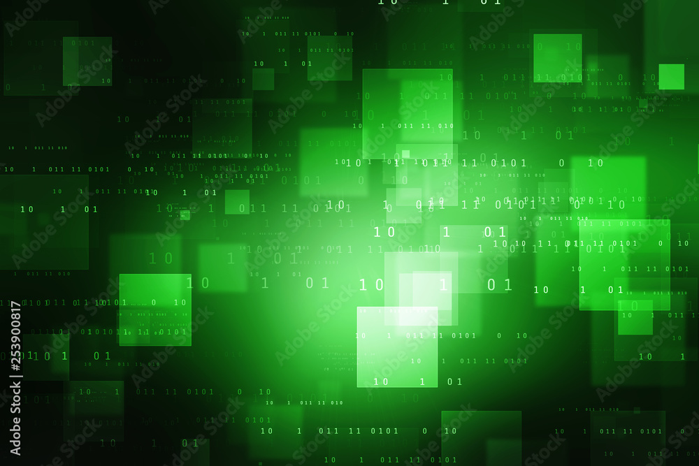 flowing number one and zero text in binary code format in technology ...