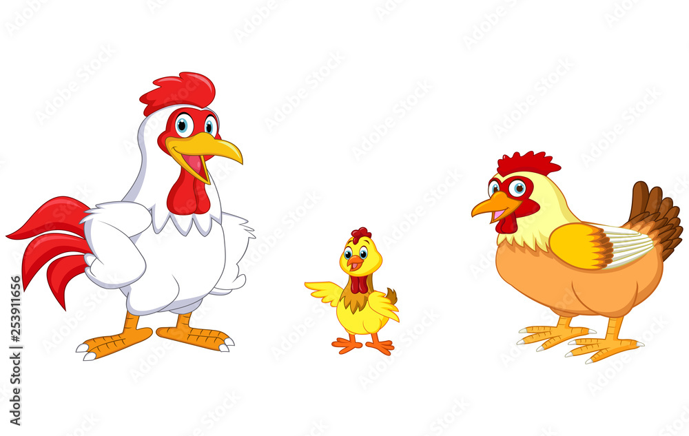 Cartoon chicken family, vector illustration Stock Vector | Adobe Stock