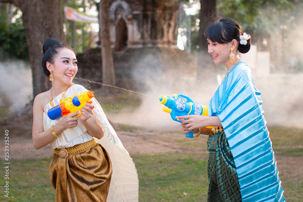 Beautiful Thai girl in Thai costume,Asian woman wearing traditional ...