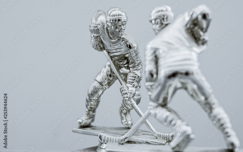 Hockey sculptures as a symbol of ice hockey. Hockey legend, competition ...