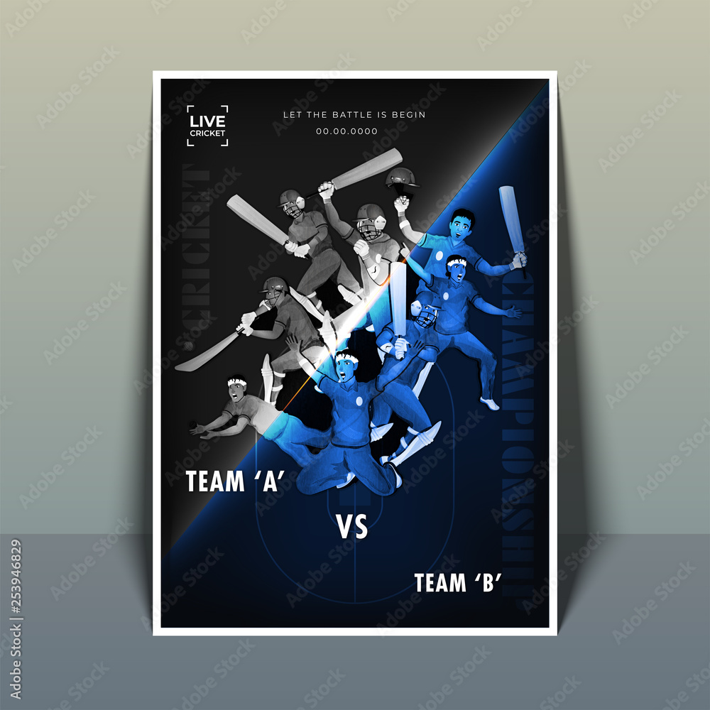 Vector illustration of cricket player in different playing pose on ...