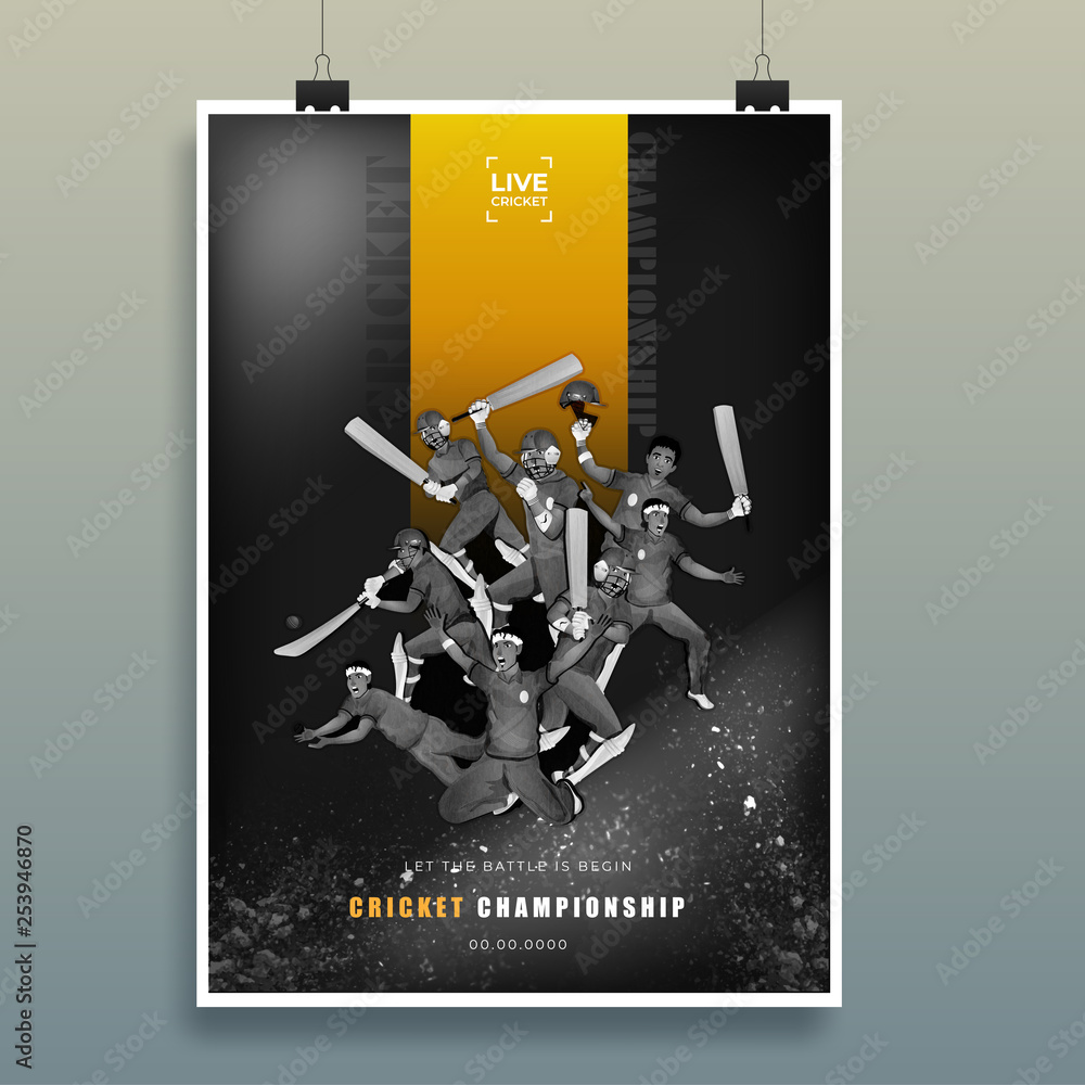 Vector illustration of cricket player in different playing pose on ...