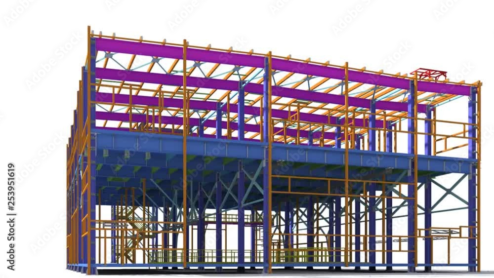 Building Information Model of metal structure. 3D BIM model. The ...