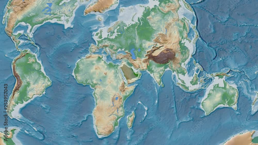 Saudi Arabia area presented against the global physical map in the ...