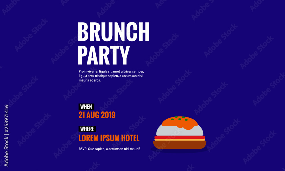 Brunch Party Invitation Design with Where and When Details Stock Vector ...