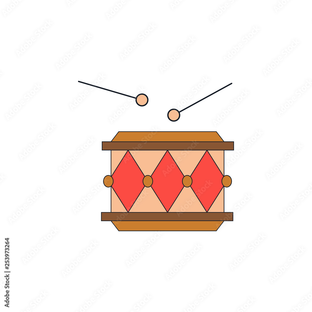 cartoon drum toy colored icon. Signs and symbols can be used for web ...