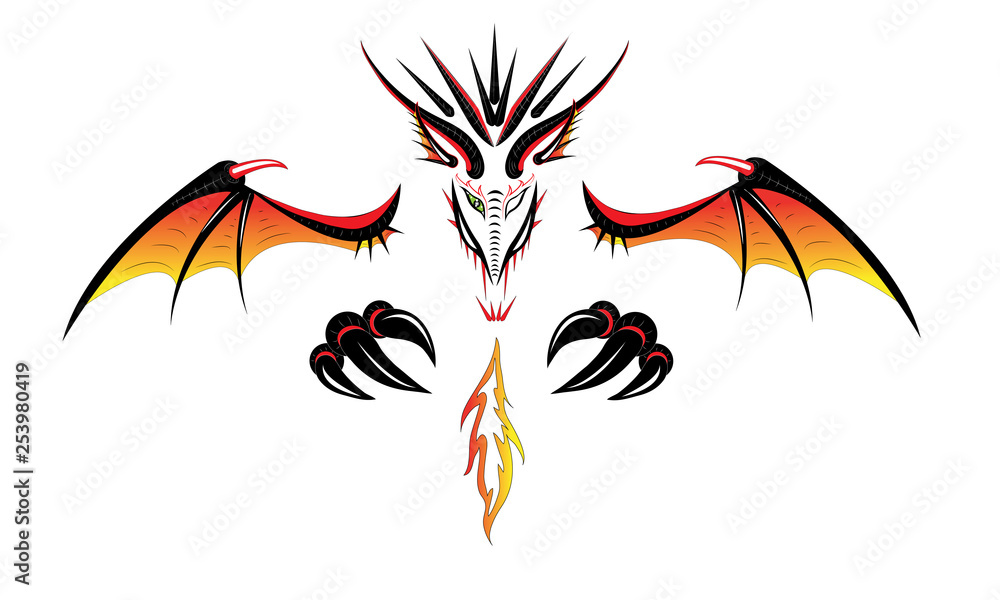 Dragon fire demon Stock Vector | Adobe Stock