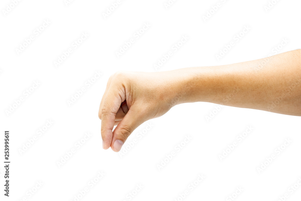 Man hand pick something on white backgrounds, isolated - Image Stock ...