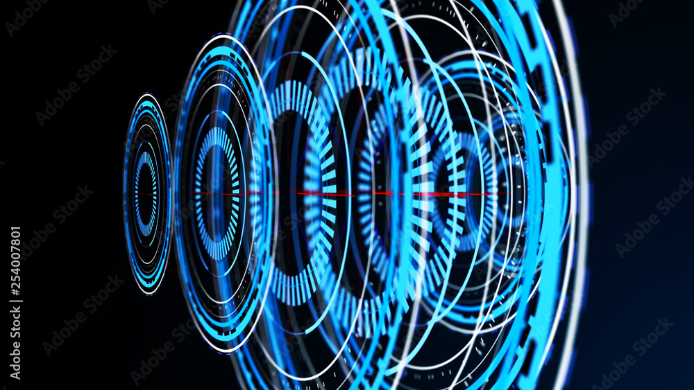 Technical futuristic banner. Abstract radar with targets in action ...