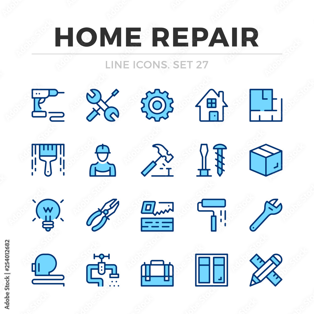 Home repair vector line icons set. Thin line design. Outline graphic ...