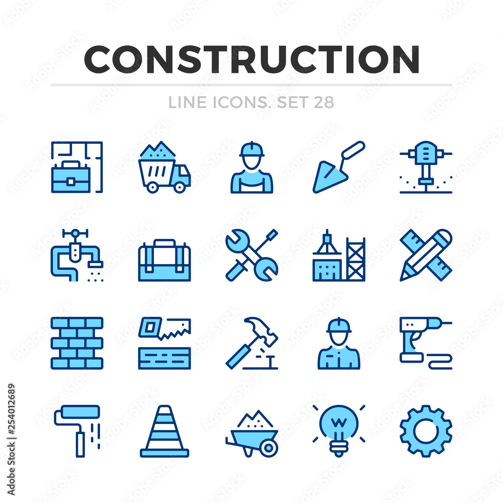 Construction vector line icons set. Thin line design. Outline graphic ...