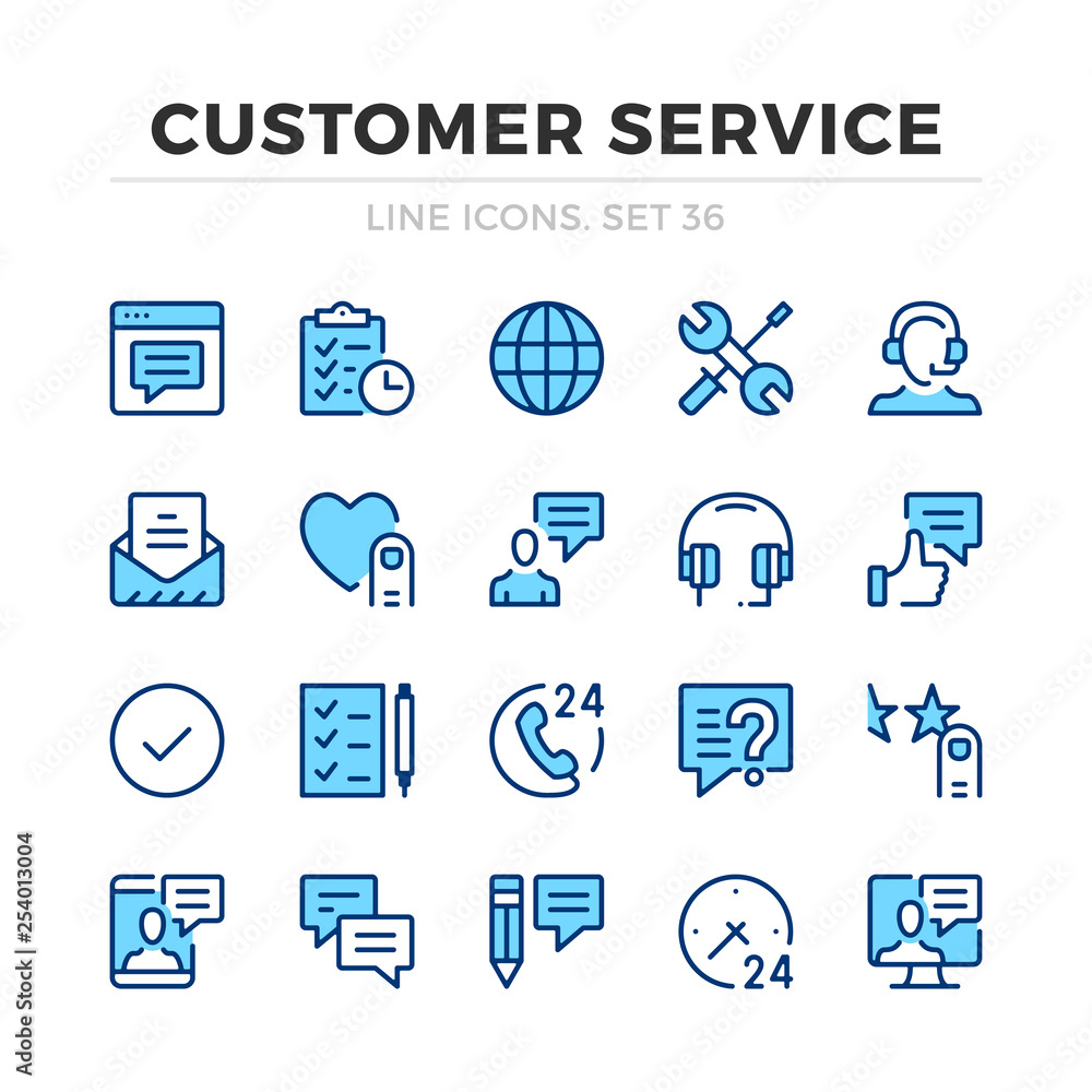 Customer service vector line icons set. Thin line design. Modern ...