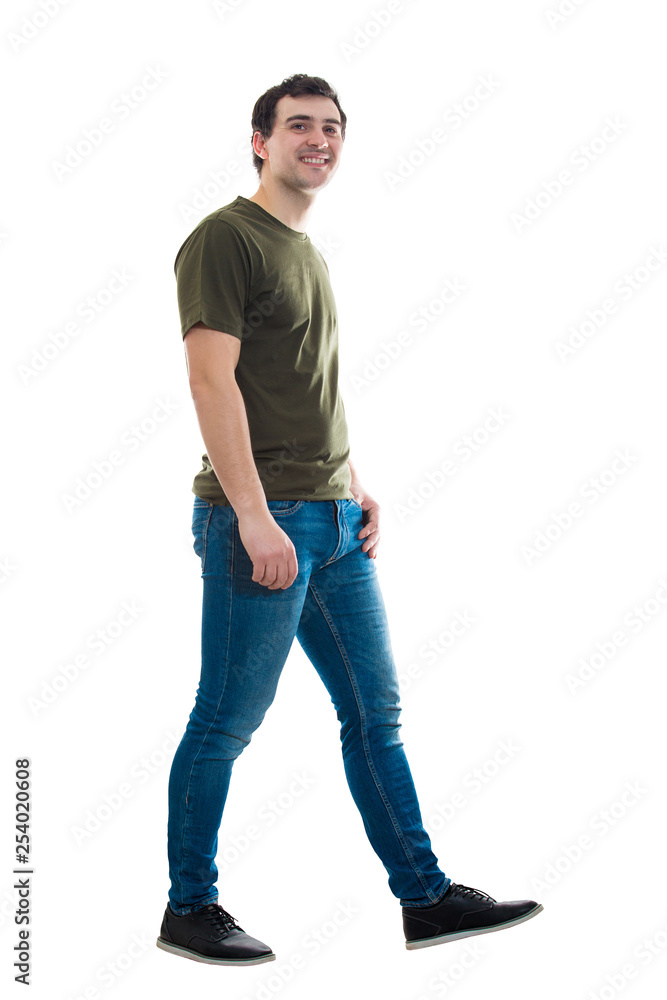 side view man walking Stock Photo | Adobe Stock