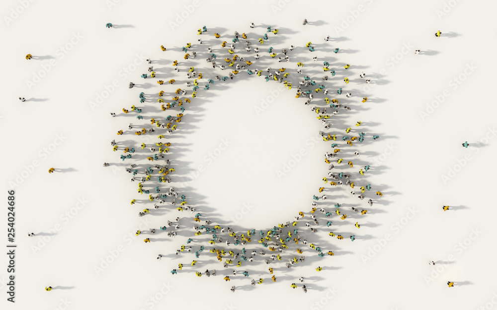 Large group of people forming a circle geometry icon with copy space in ...