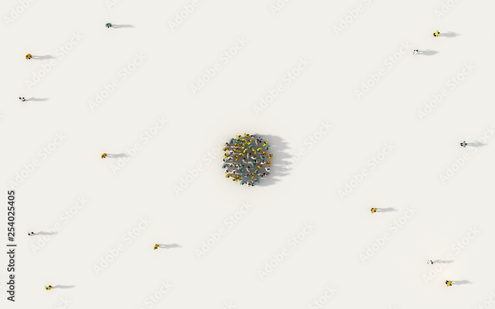 Large group of people forming a dot or point symbol in social media and ...