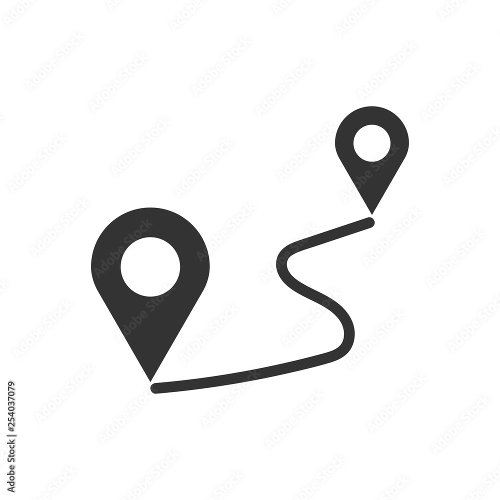 Distance pin icon in flat style. Gps navigation vector illustration on ...