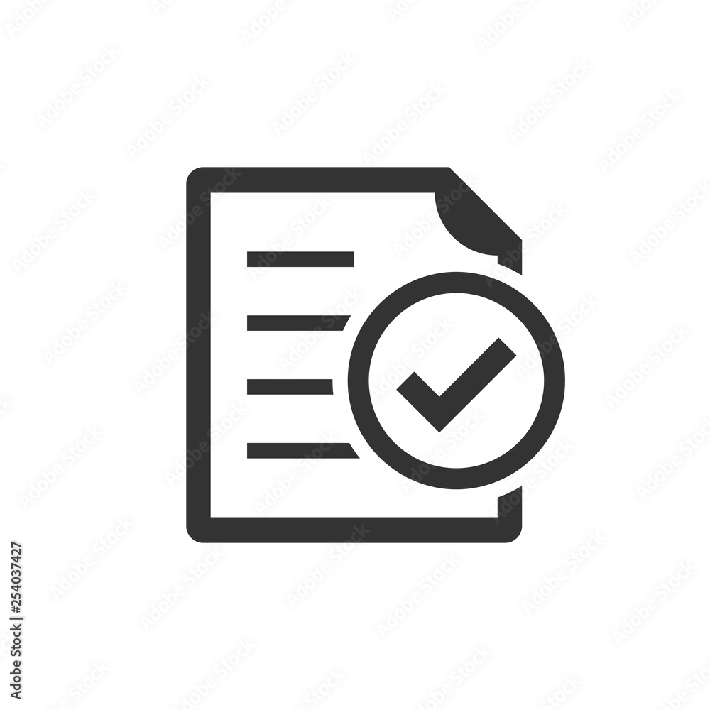Compliance document icon in flat style. Approved process vector ...