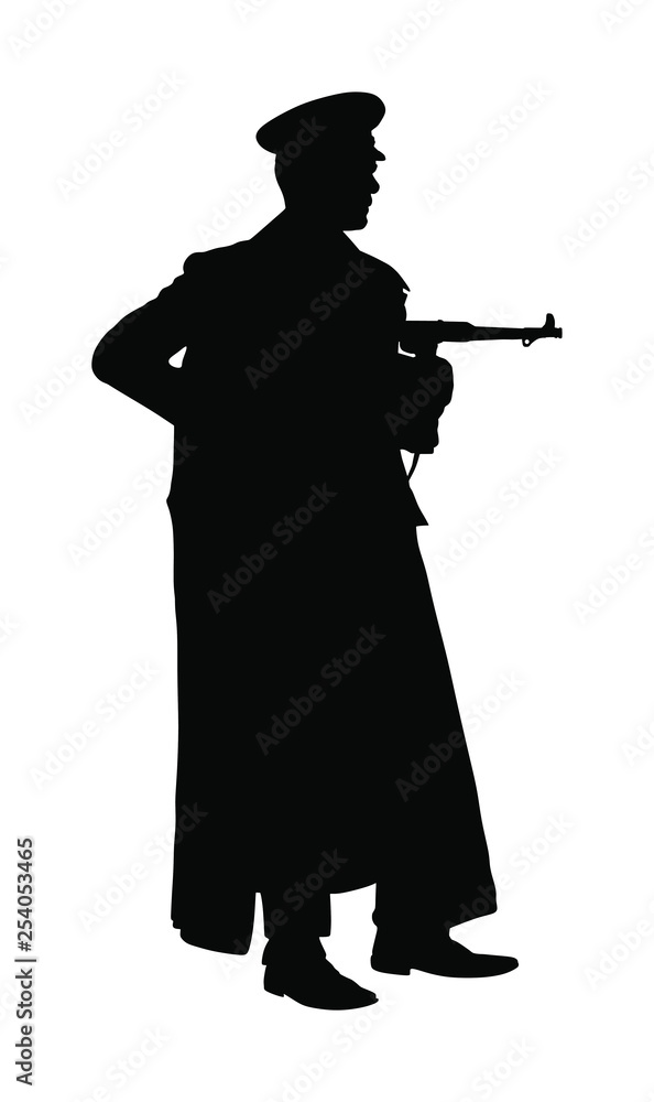 Nazi Germany soldier with rifle vector silhouette illustration. SS ...