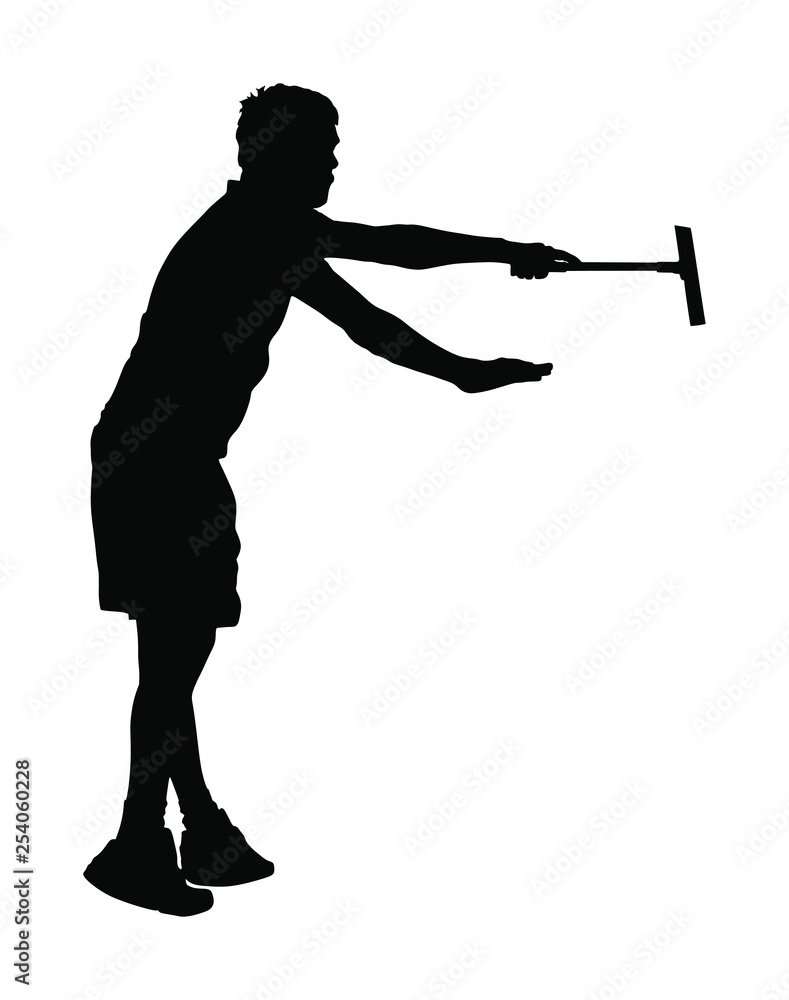 Washer washing windows on ladder vector silhouette illustration ...