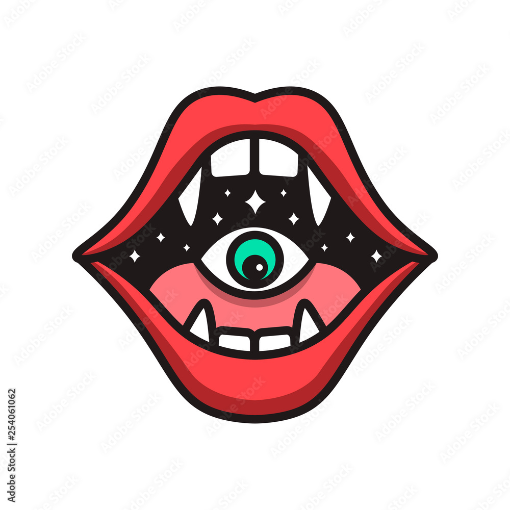 Vampire lips and eye vector illustration Stock Vector | Adobe Stock