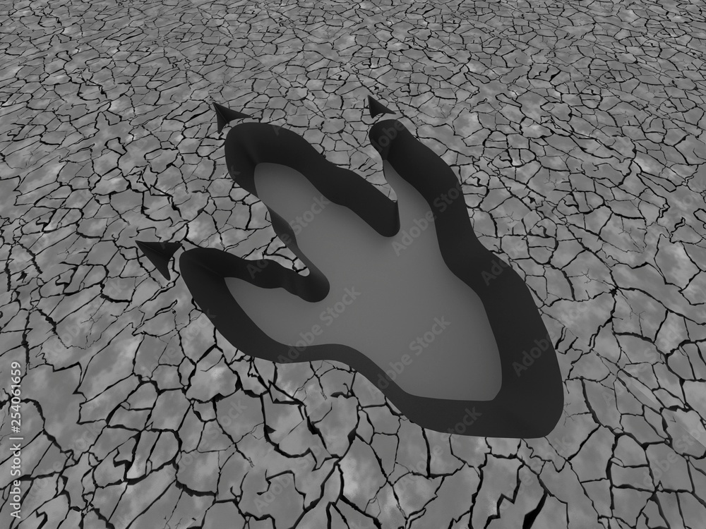 3D illustration of Tyrannosaurusa Rex footprint Stock Illustration ...