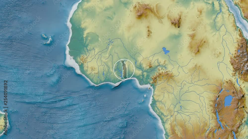 Vidéo Stock Togo area presented against the global relief map in the ...