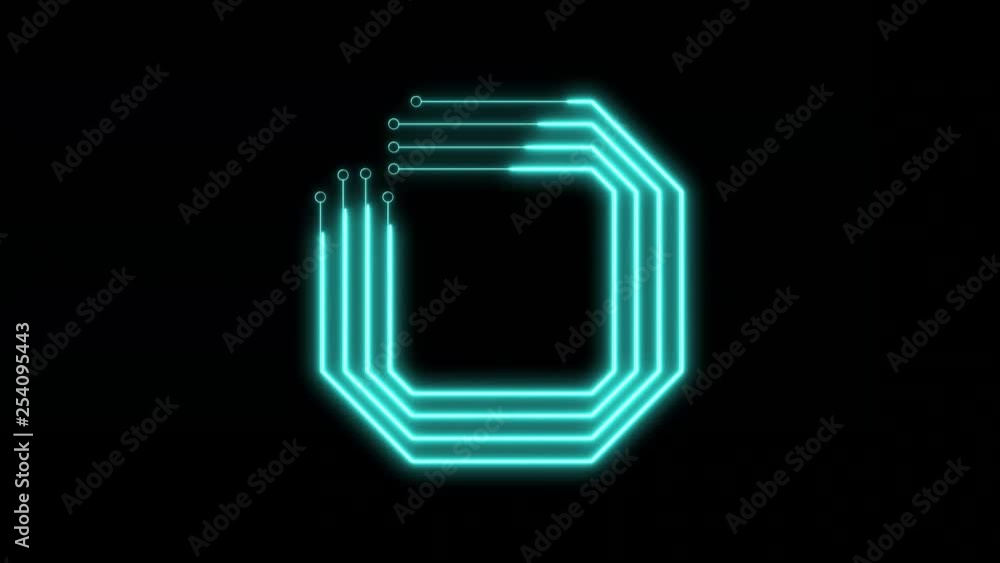 Animated blue neon glowing number 0 as circuit board style Stock Video ...