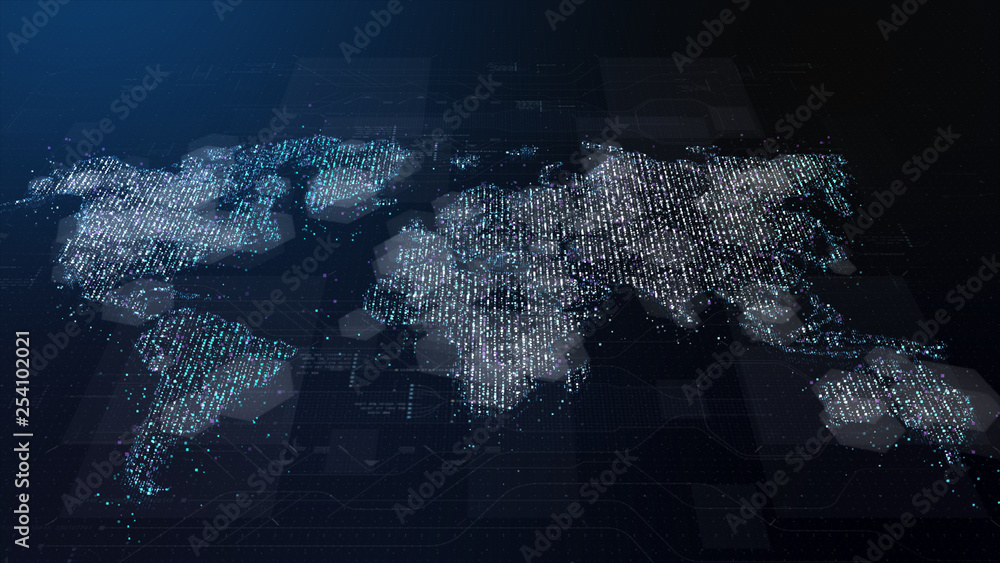 Futuristic global broadband internet communication between cities ...