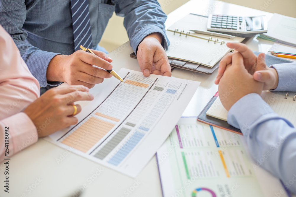 Team business analyze project work.working account with new startup in ...