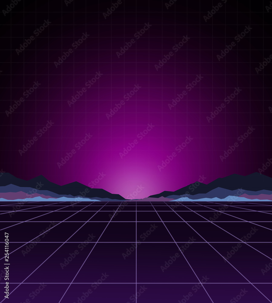 Glowing neon light. Background template. Retro video games, futuristic ...