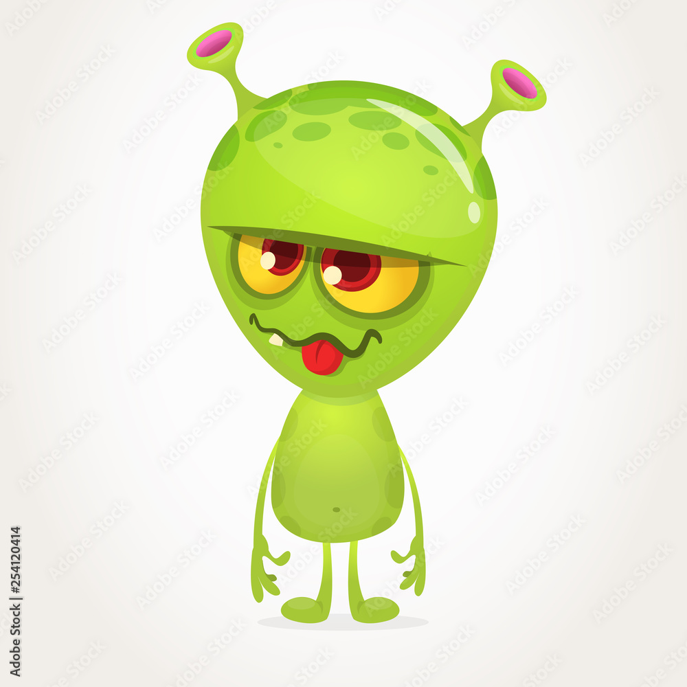 Green alien cartoon. Vector illustration isolated Stock Vector | Adobe ...