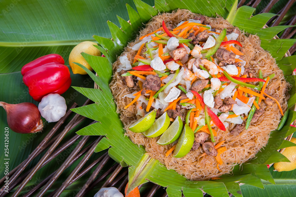 Pancit Guisado Bilao - Filipino noodles Bilao Stock Photo | Adobe Stock