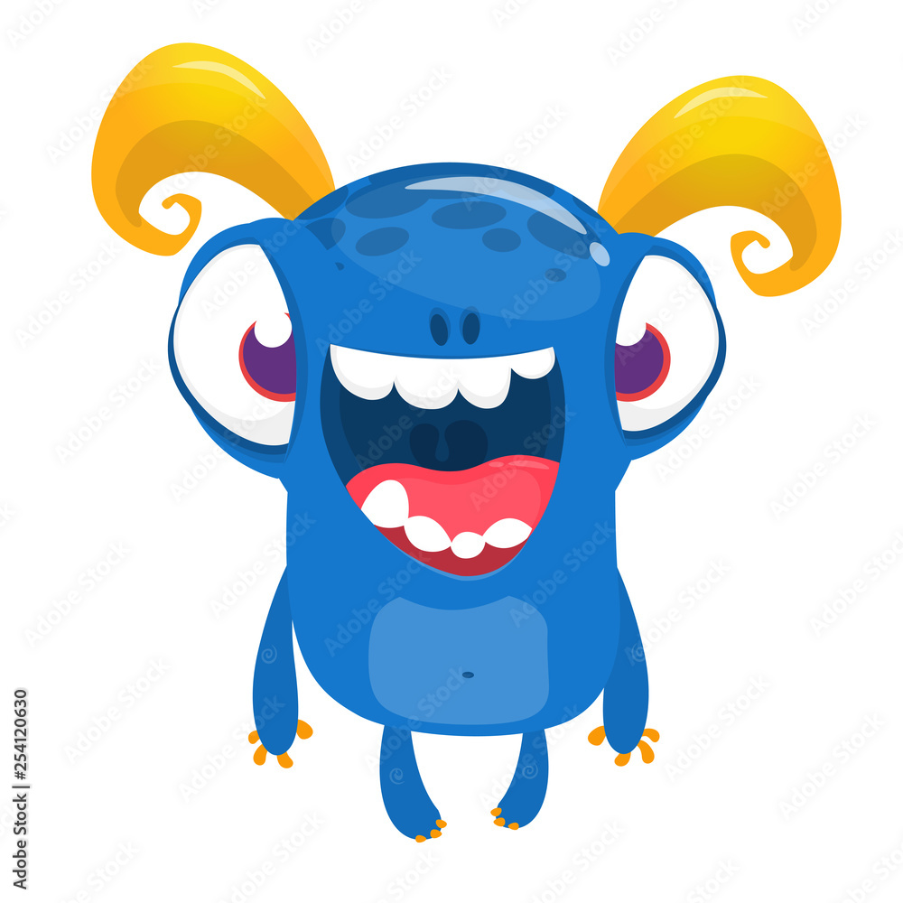 Cute cartoon excited smiling alien. Vector alien character. Isolated ...