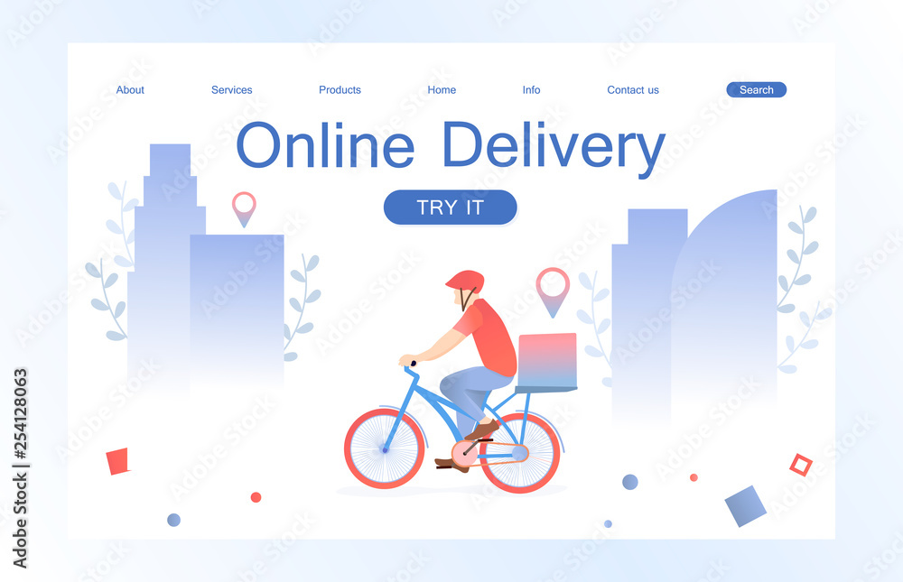 Landing page template of Online delivery service. Concept of web page ...
