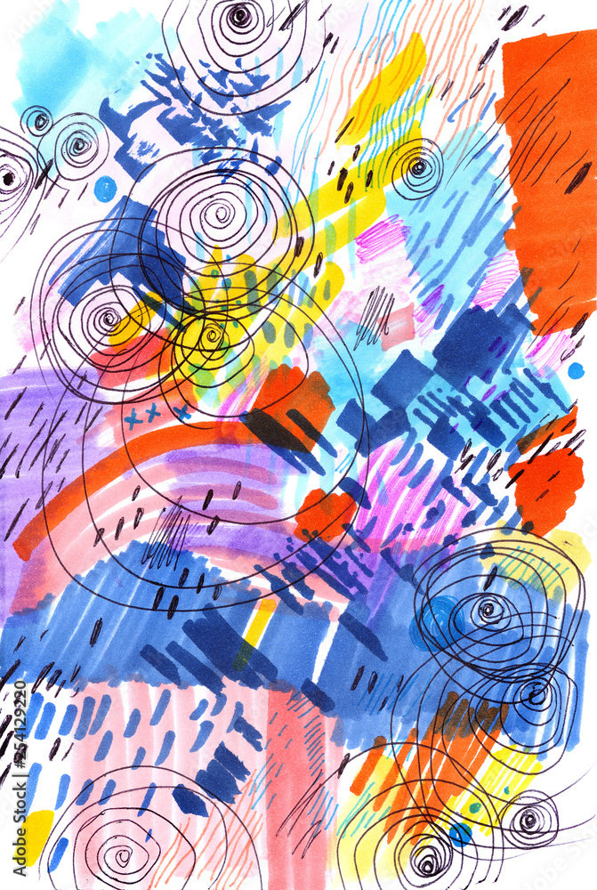 abstract marker sketch , multicolored background, made with scribbles ...