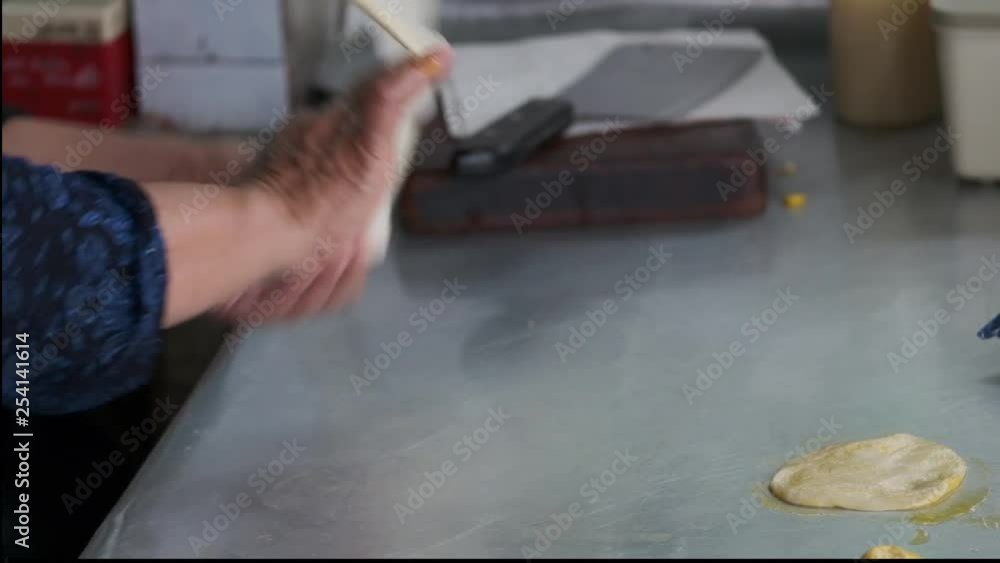 Roti fried on pan - mix egg, vegetable and chicken with roti dough ...