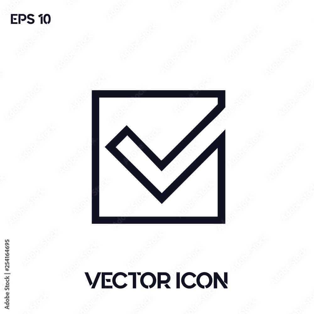 Check mark vector icon illustration. Ui/Ux. White background. Premium ...