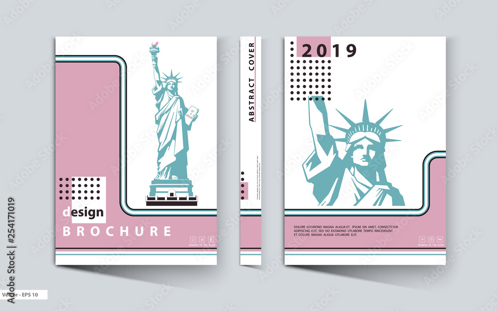 Cover design. Abstract template brochure. Geometric image of the Statue ...