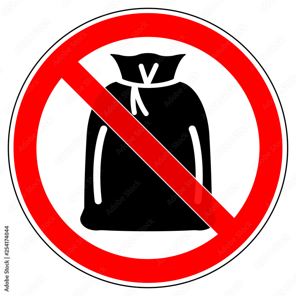 srr549 SignRoundRed - german - Symbol Müllsäcke verboten / Plastik ...