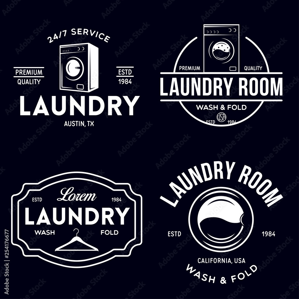 Set of labels or logos for laundry service. Vector emblems and design ...