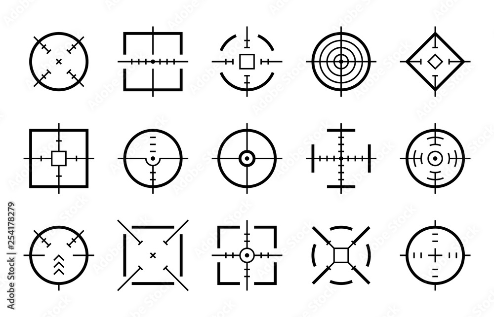 Targets destination. Aim sniper shoot focus cursor bullseye mark ...