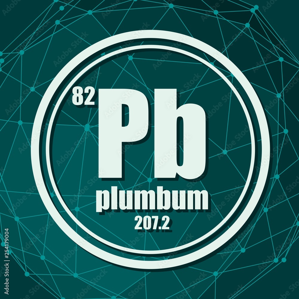 Plumbum chemical element. Sign with atomic number and atomic weight ...
