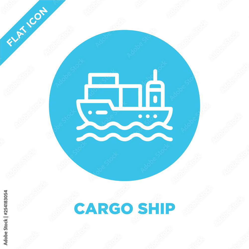 cargo ship icon vector. Thin line cargo ship outline icon vector ...