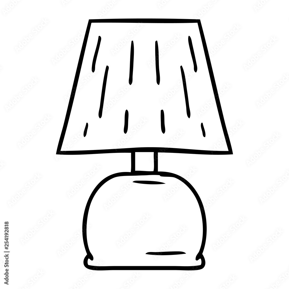 line drawing doodle of a bed side lamp Stock Vector | Adobe Stock