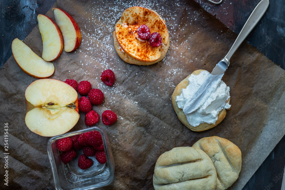 Polish cuisine - crispy, baked bread with yogurt, cinnamon, chilli ...