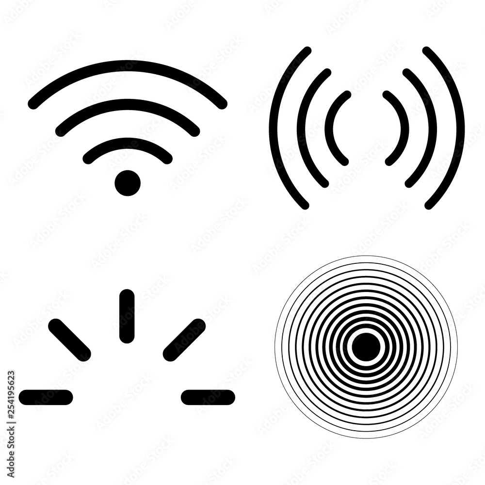 Signal icons vector set isolated on white background, line outline ...