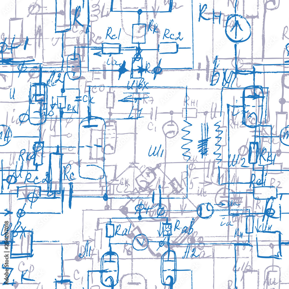 Scientific seamless background with handwritten mathematical and ...